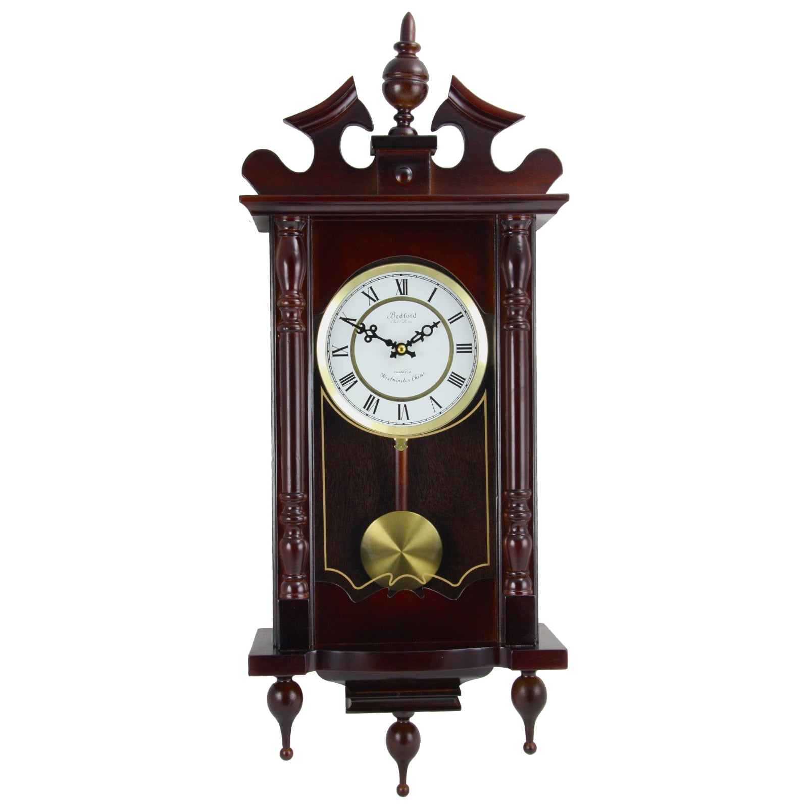 Bedford Clocks Classic 31" Swinging Pendulum Chiming Wall Clock with ...