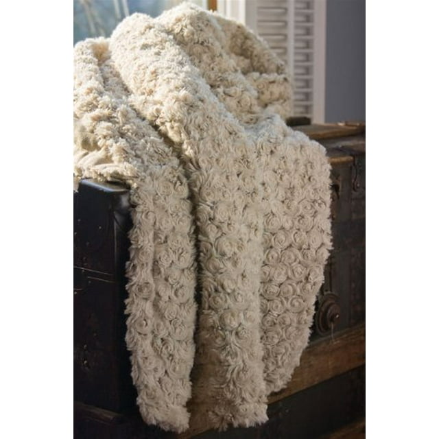 Bedford Cottage Rose Petal Faux Fur Polyester Throw Color: Beige ...