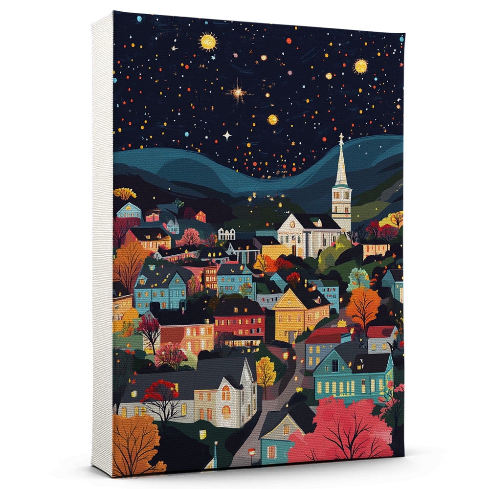 Bedford Travel Starry Night Canvas Print, Virginia Canvas Wall art, Bedford Map Canvas, Virginia ...