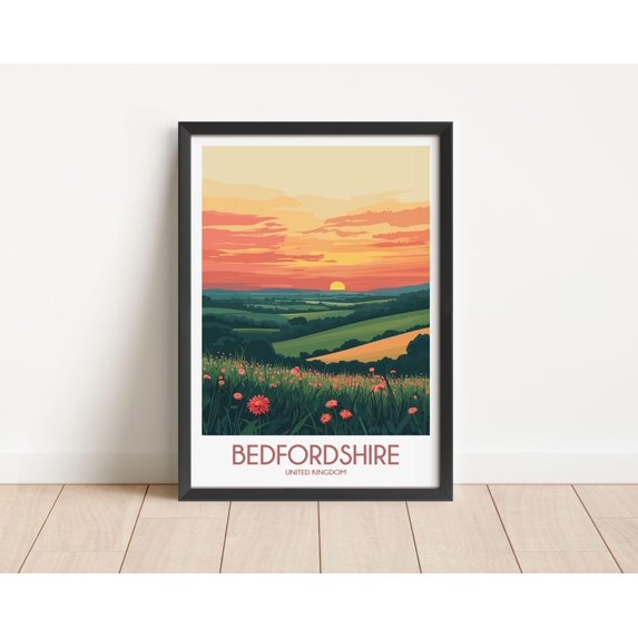 Bedfordshire Poster Sunset Scenic Landscape Art Print, Unframed Canvas ...