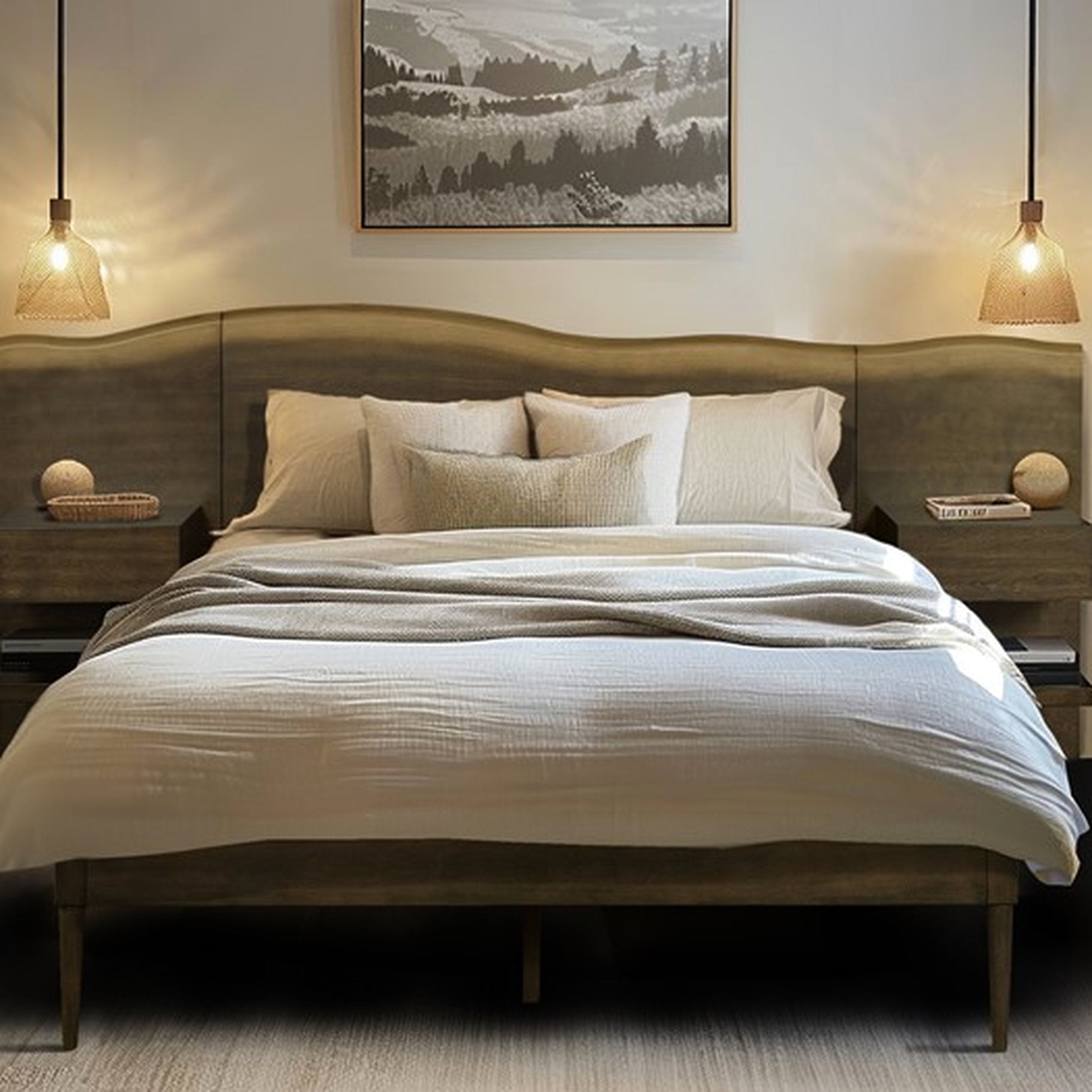 Bedframe with Live-Edge Headboard and Drawers, Queen Size - Perfect for ...