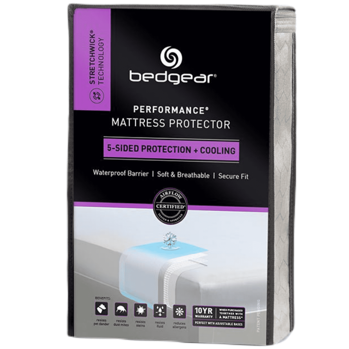 Bedgear Stretchwick Waterproof Cooling Fitted Mattress Protector, King ...
