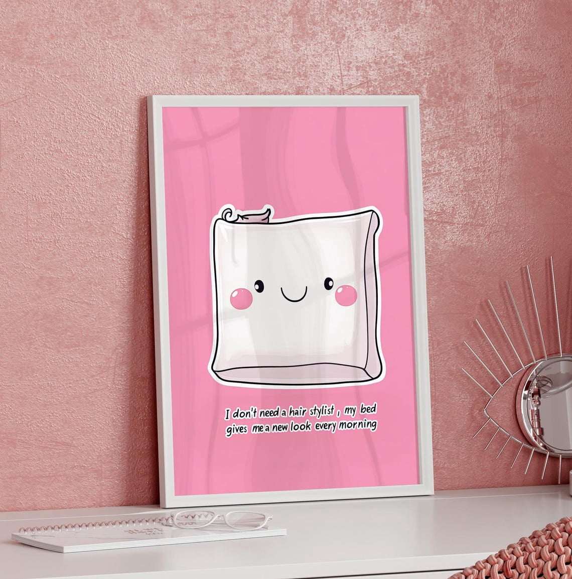 Bedhead Hair Quote Wall Art, Cute Pink Girly Decor, Stretched Canvas ...