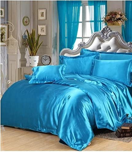 Bedify Bedding 100% Pure Silk Satin Duvet with Fitted Set 4 Pcs Silk ...
