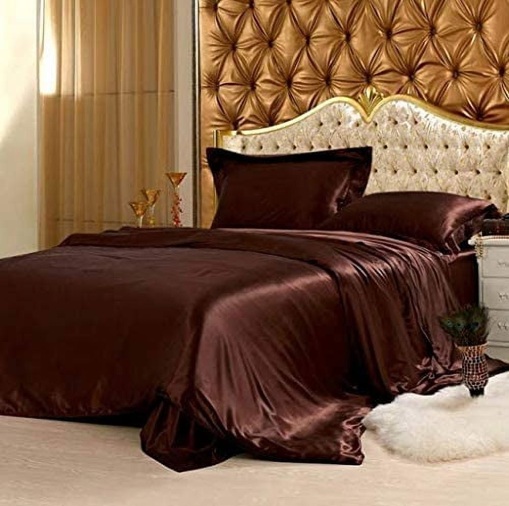 Bedify Bedding 100% Pure Silk Satin Duvet with Fitted Set 4 Pcs Silk ...