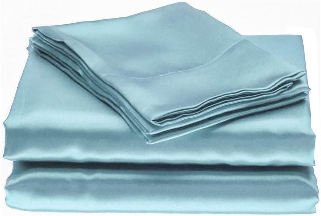 Bedify Bedding 100% Pure Silk Satin Sheet Set 4pcs, Silk Fitted Sheet ...