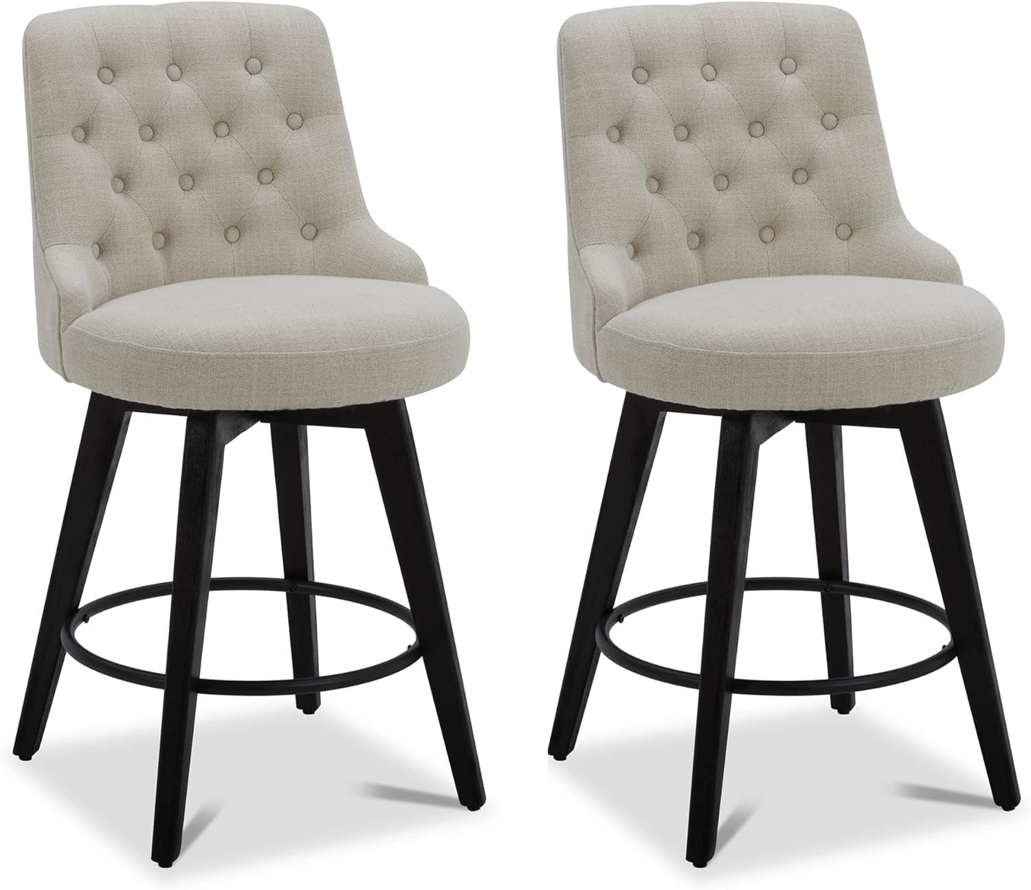 Bedluxury Modern Swivel Bar Stools Set of 2,Linen Upholstered Counter ...