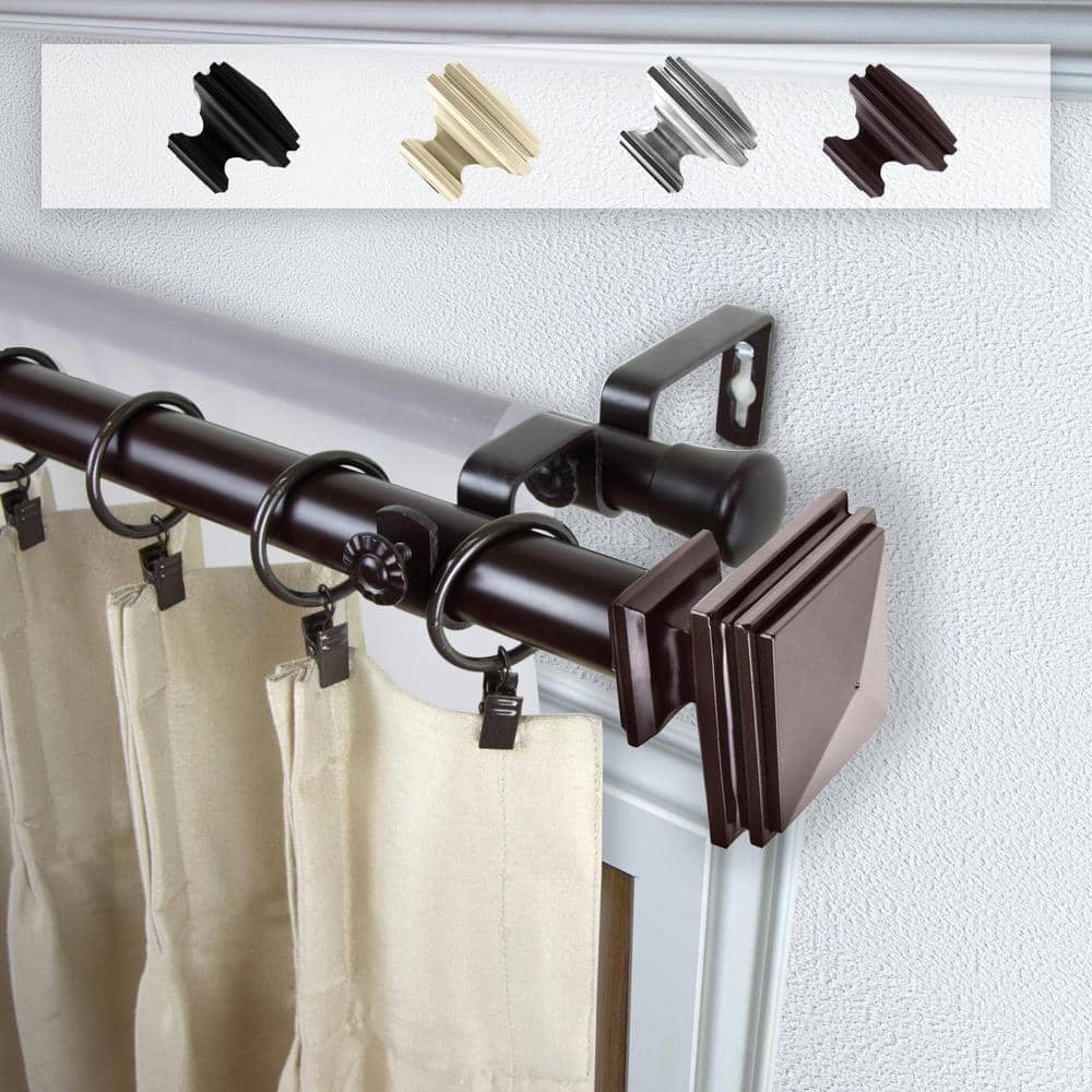 Bedpost 120 in. - 170 in. Double Curtain Rod in Mahogany - Walmart.com