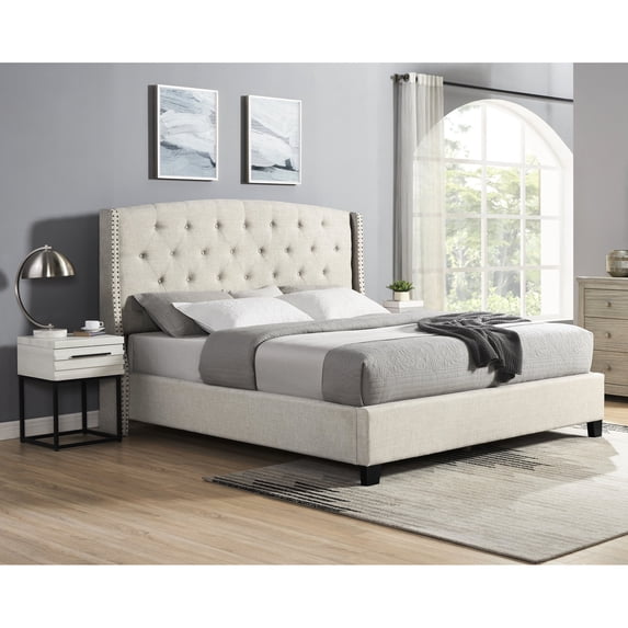 Bedroom 3 - Piece Upholstered Collection | Wingback Bed with Button ...