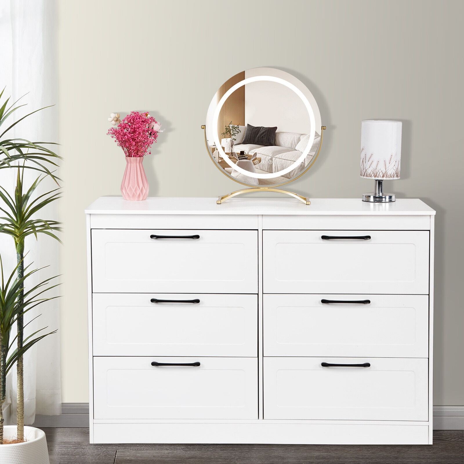 Bedroom 6 Drawer Double Dresser Storage Chests Closet Organizer Cabinet ...