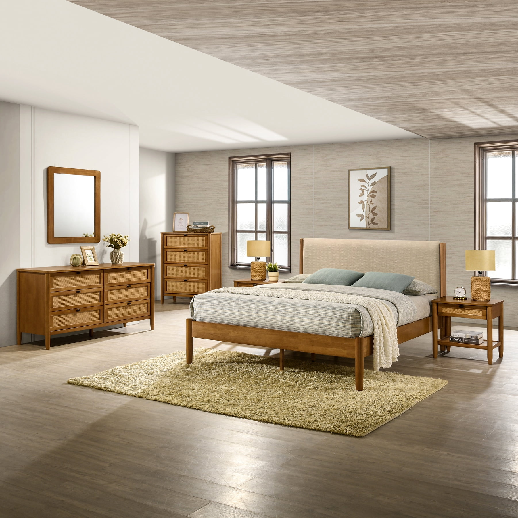 Bedroom 6 - Queen Bed, Dresser, Mirror, Nightstand, Chest Upholstery ...