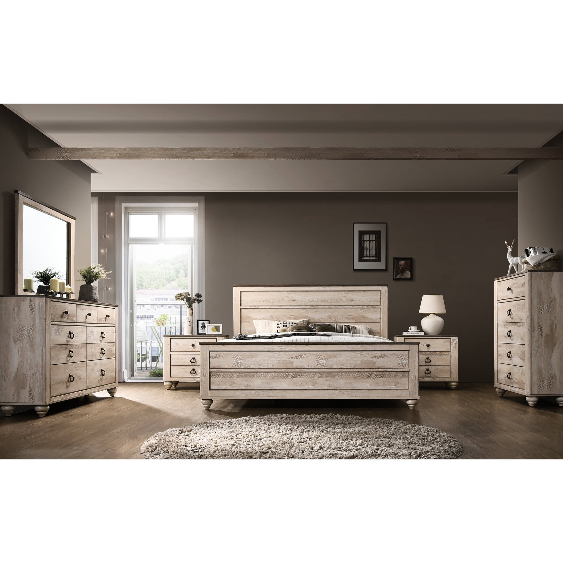 Bedroom 6-piece Collection | Metal Ring and Nob Handles | Turned Bun ...