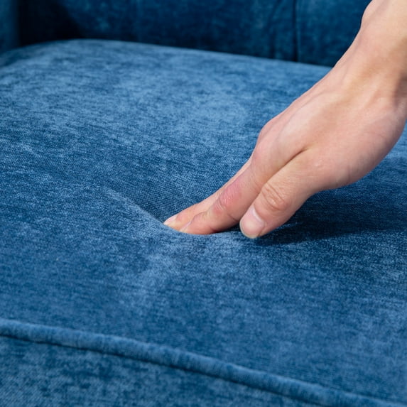 Bedroom Accent Chair / Blue Fabric, Retro Wooden Legs, Removable ...