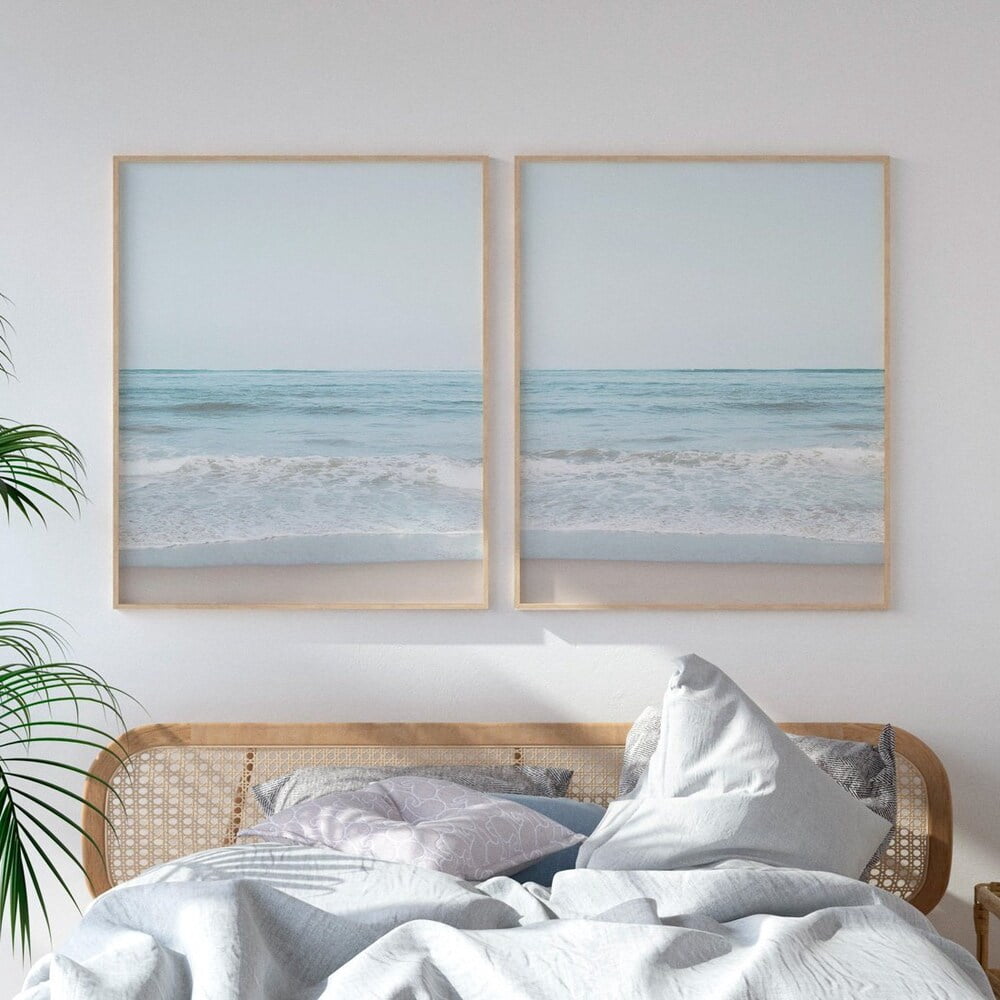 Bedroom Beach Coastal Wave Print Set Calming Wall Art Poster Home Decor ...