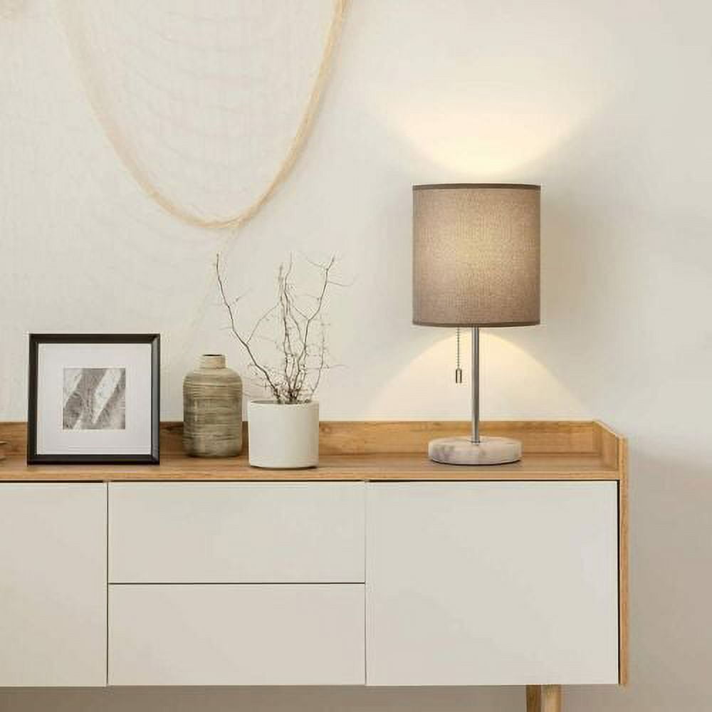 Bedroom Bedside Table Lamp Marble Desk Light Nightstand Lamp Pull-Chain ...