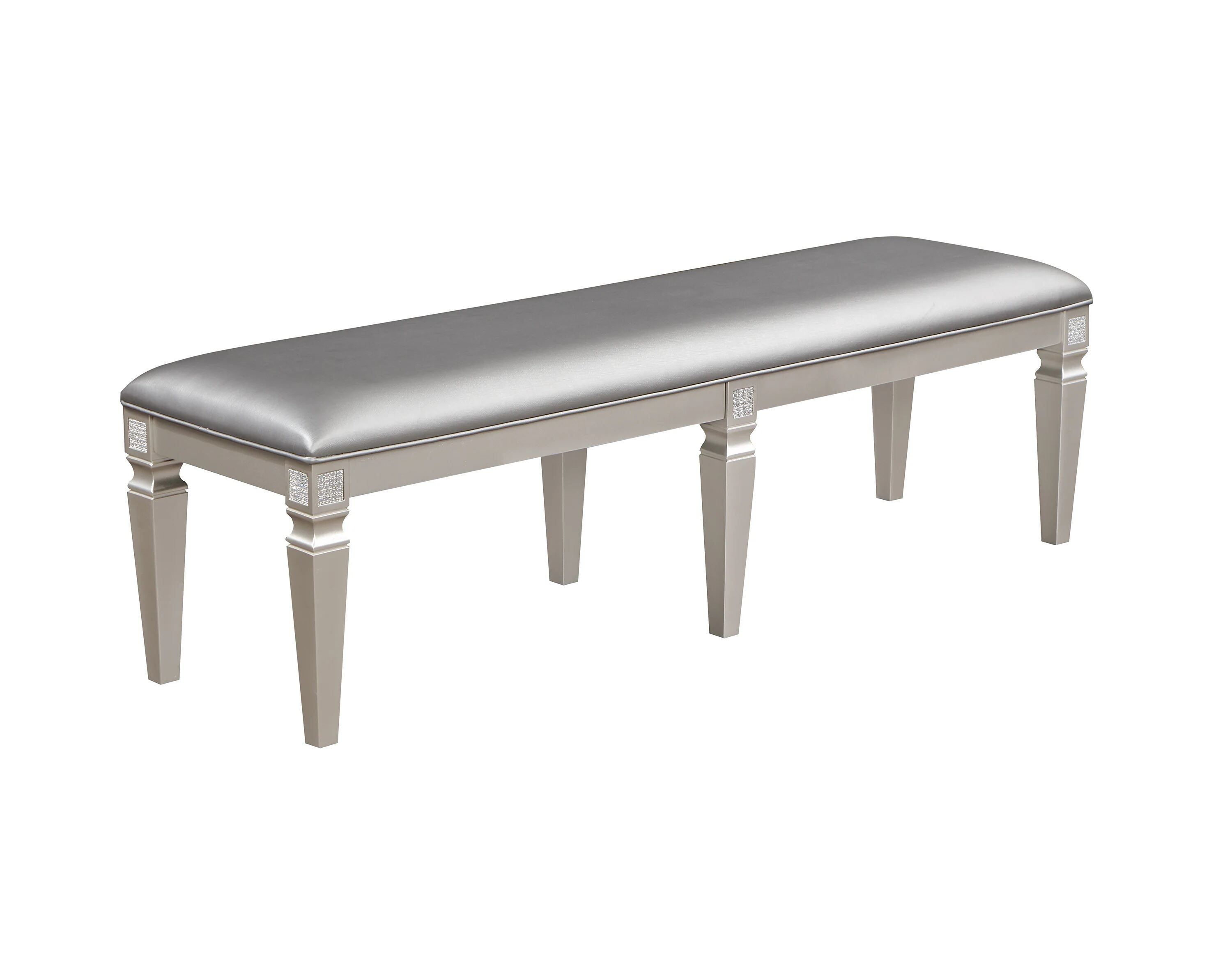Bedroom Benches 1-Pc Modern Glam Long Bench Upholstered Seat Sparkling ...