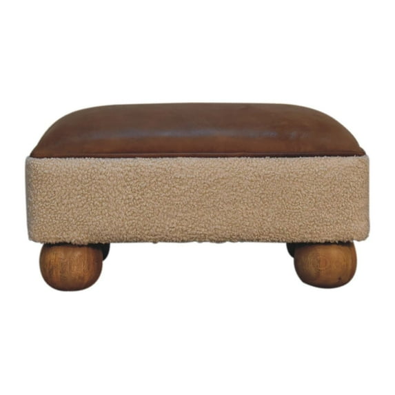 Bedroom Benches Solid Wood Vintage Leather Boucle Ball Footstool,Wooden ...