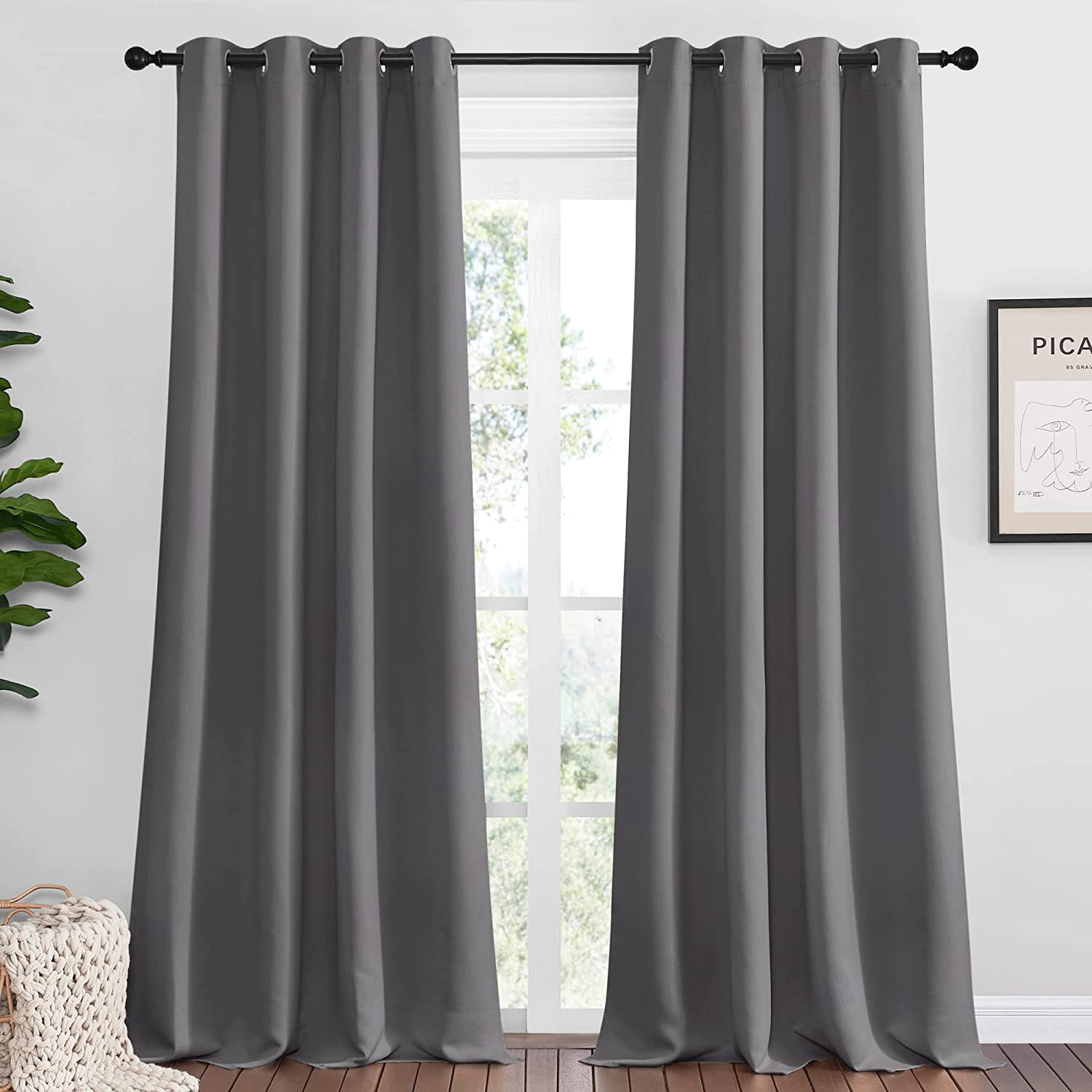 Bedroom Blackout Curtains Panels - Triple Weave Energy Saving Thermal ...
