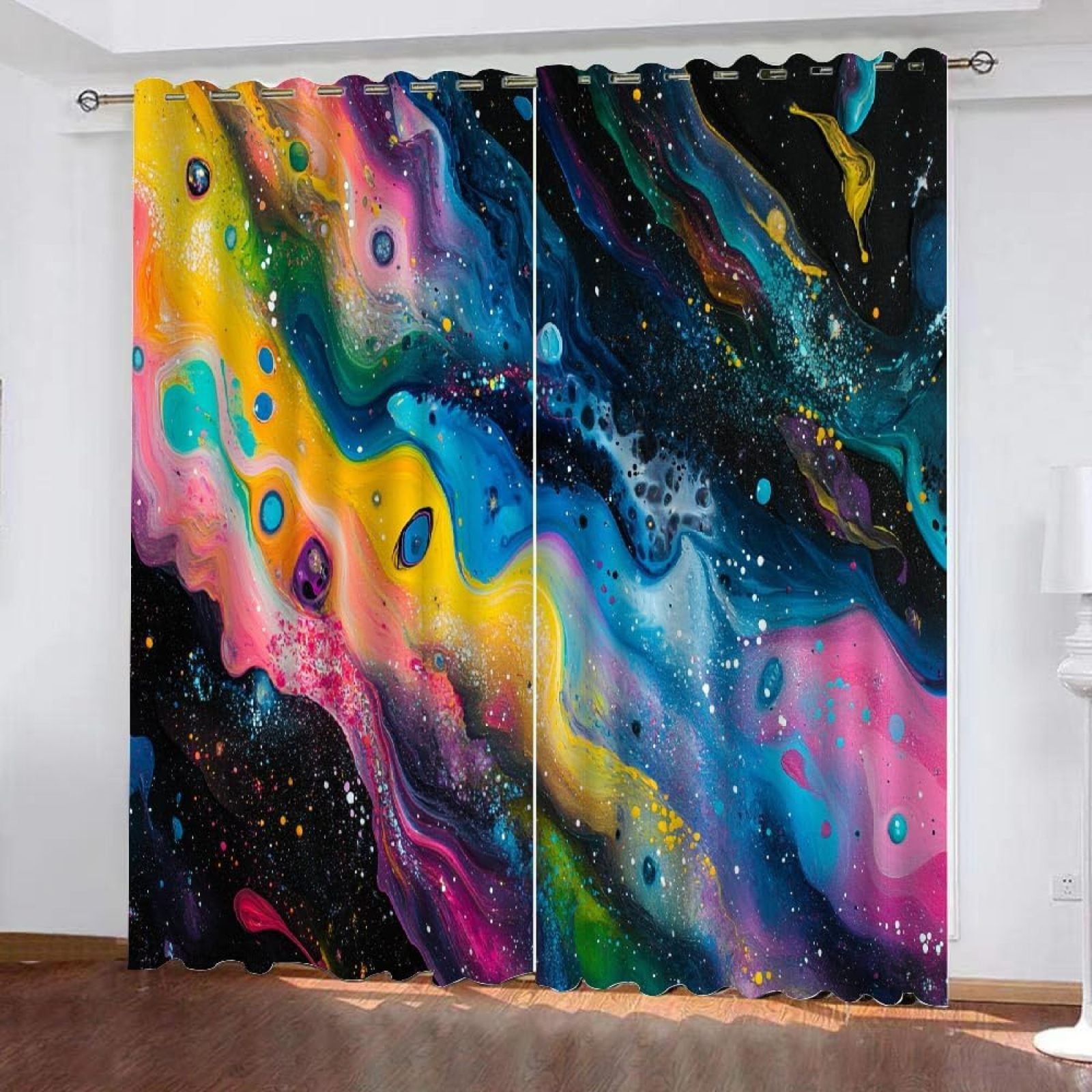Bedroom Blackout Curtains, Rainbow Texture Heat Insulation Blackout ...