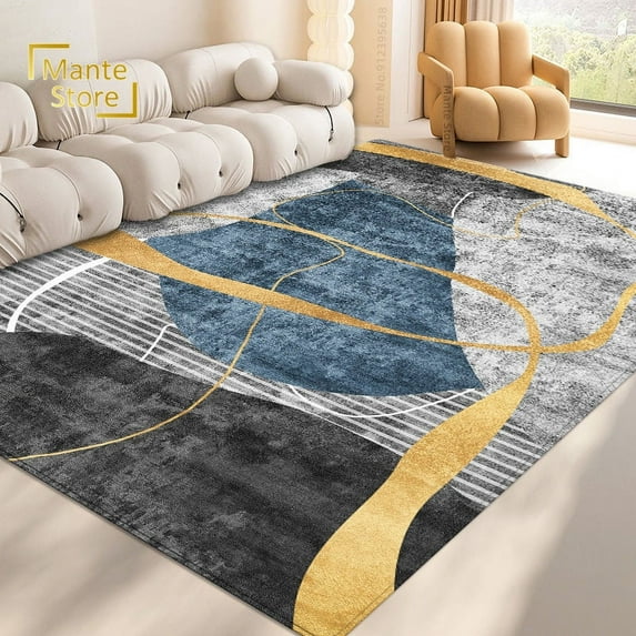 Bedroom Carpet Abstract Rug Coffee Table Geometric Print Mat ration ...