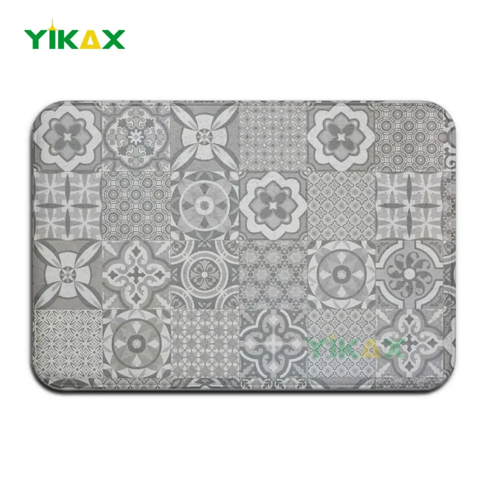 Bedroom Carpet Gray Bohemian Mandala Flower Flannel Rug Non-slip Floor ...