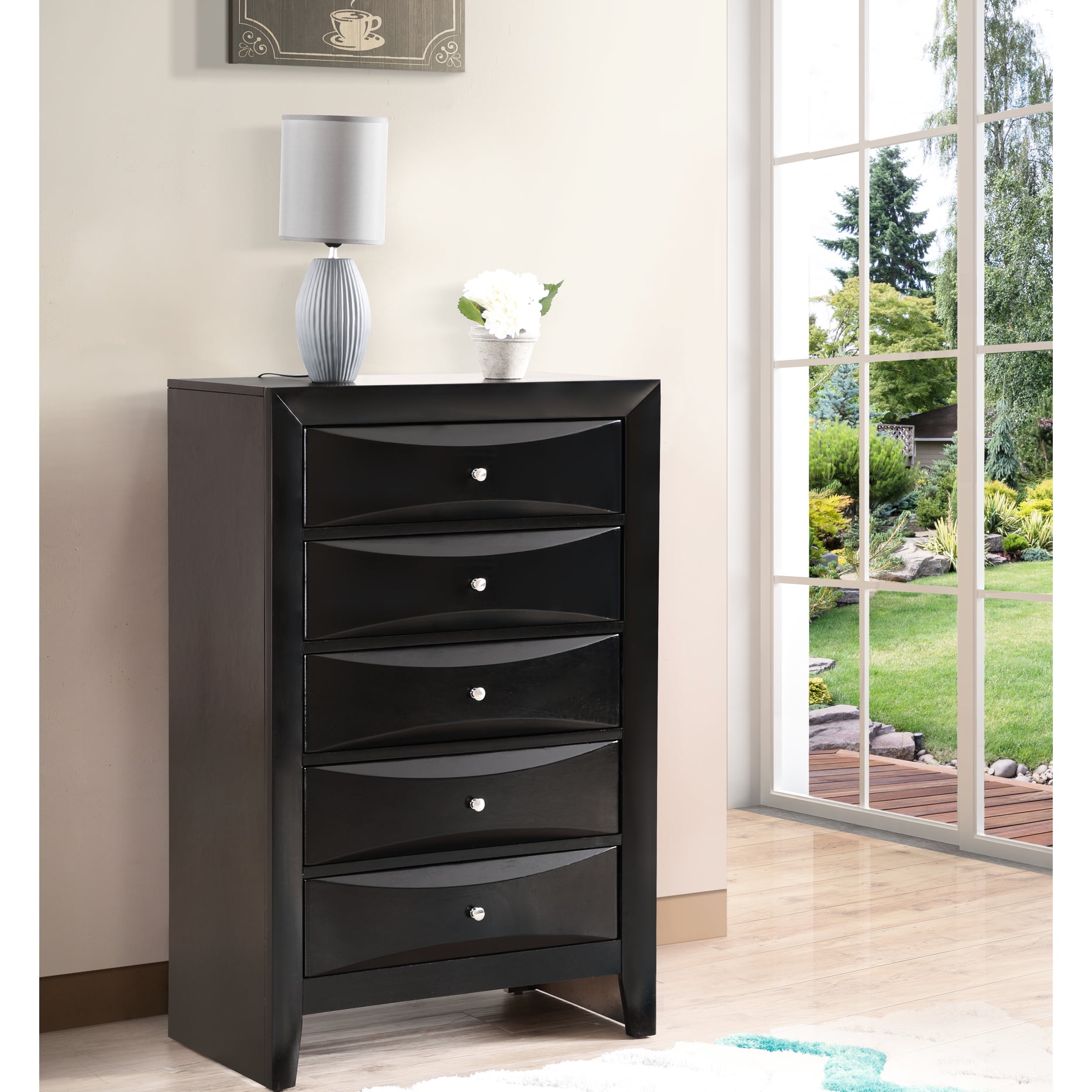 Bedroom Chest In Black - Construction With Center Mounted Drawer Slides ...