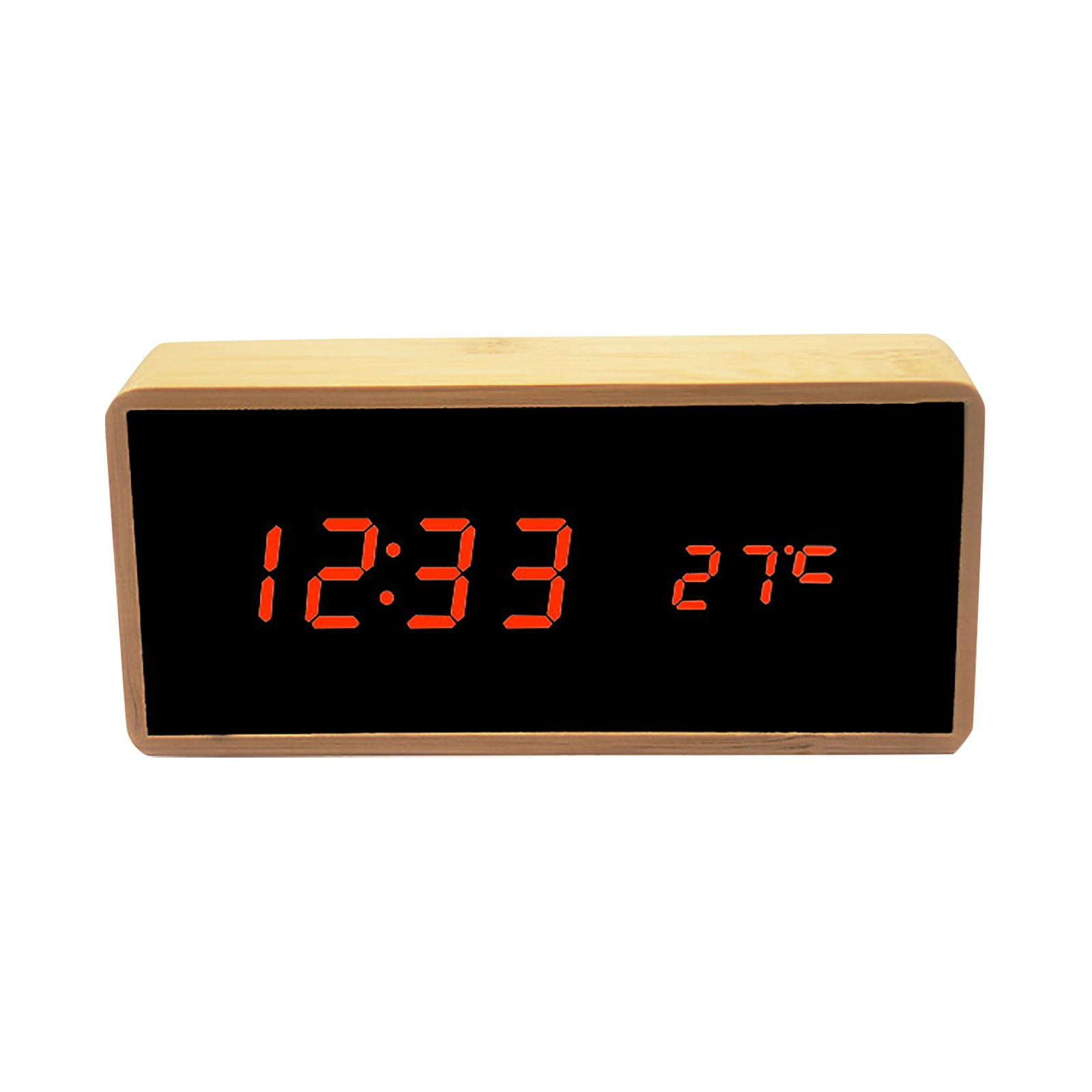 Bedroom Clock, Wooden Digital Alarm Clock, Adjustable Volume, Dimmer ...