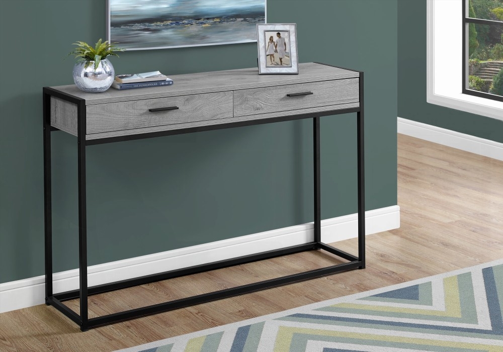 Bedroom Console Table with 2 Large Metal Glide Storage Drawers and ...