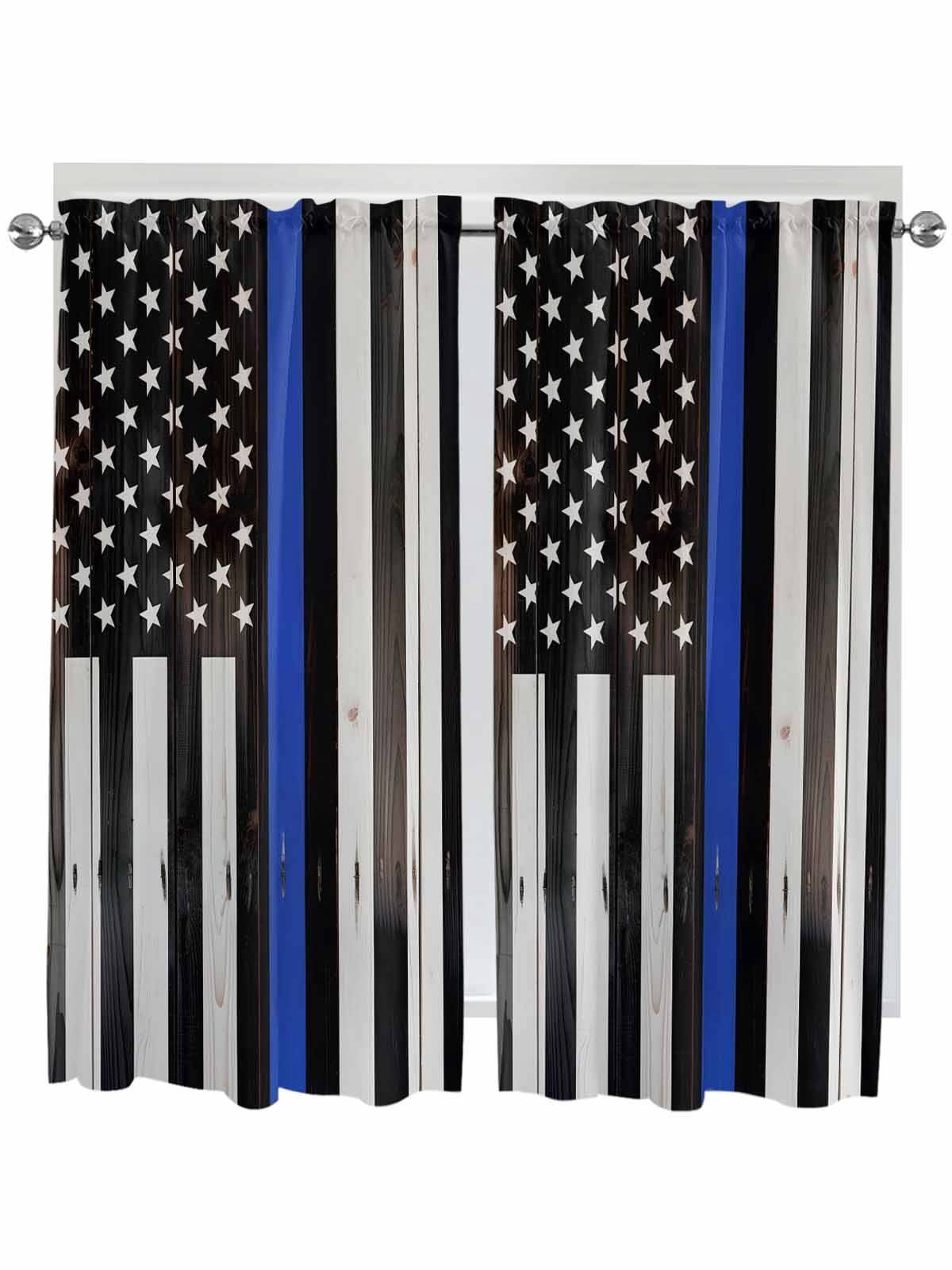 Bedroom Curtains 63 Inches length, Blue American Flag Window Treatment ...
