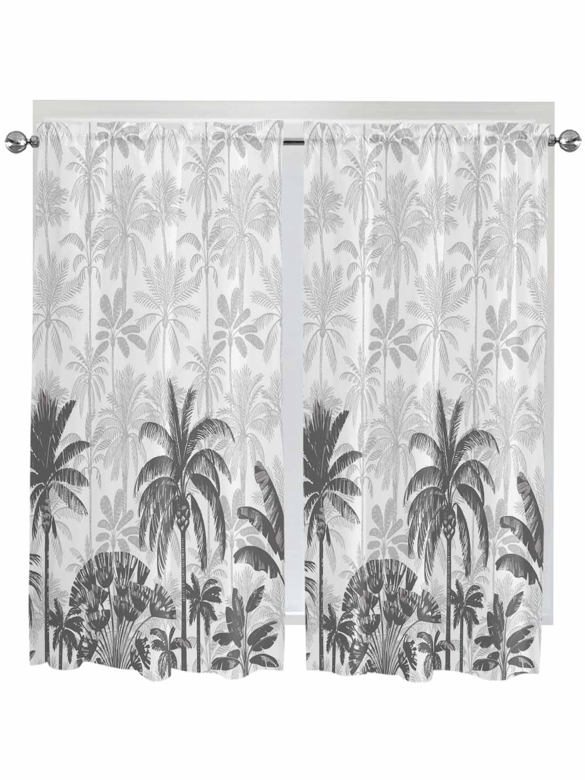 Bedroom Curtains 63 Inches length, Palm Trees Window Treatment Curtain ...