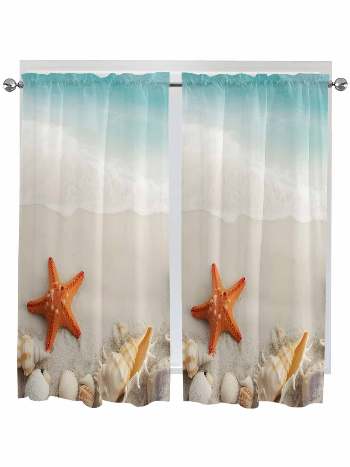 Bedroom Curtains 63 Inches length, Summer Oceans Beaches Window ...