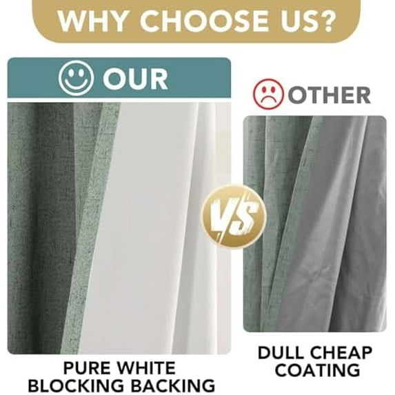 Bedroom Curtains Blackout Linen Blackout Curtains 84 Inches Long, 100% ...