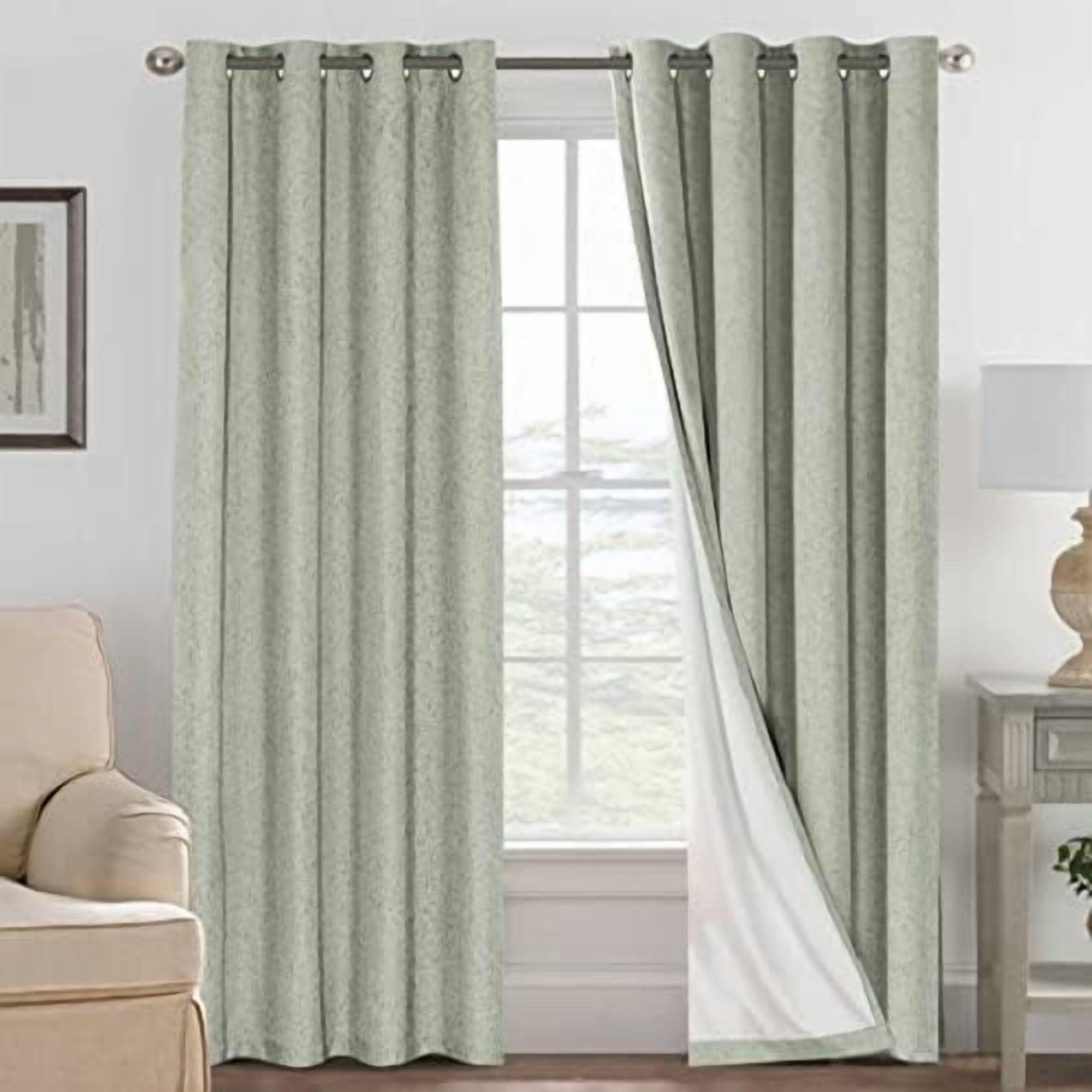 Bedroom Curtains Blackout, Sage Green Linen Blackout Curtains 84 Inches ...