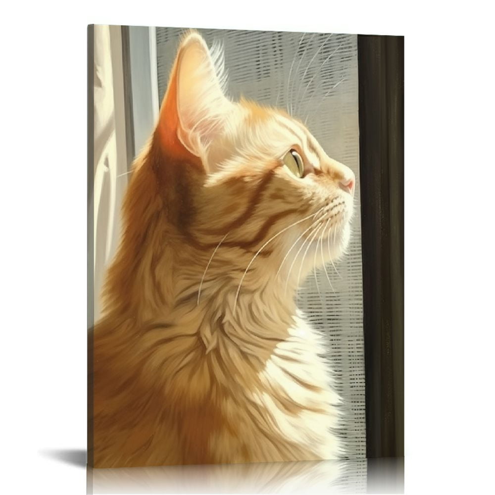 Nawypu Bedroom Décor Cat Wall Art Daisy Canvas Prints Art Flower ...