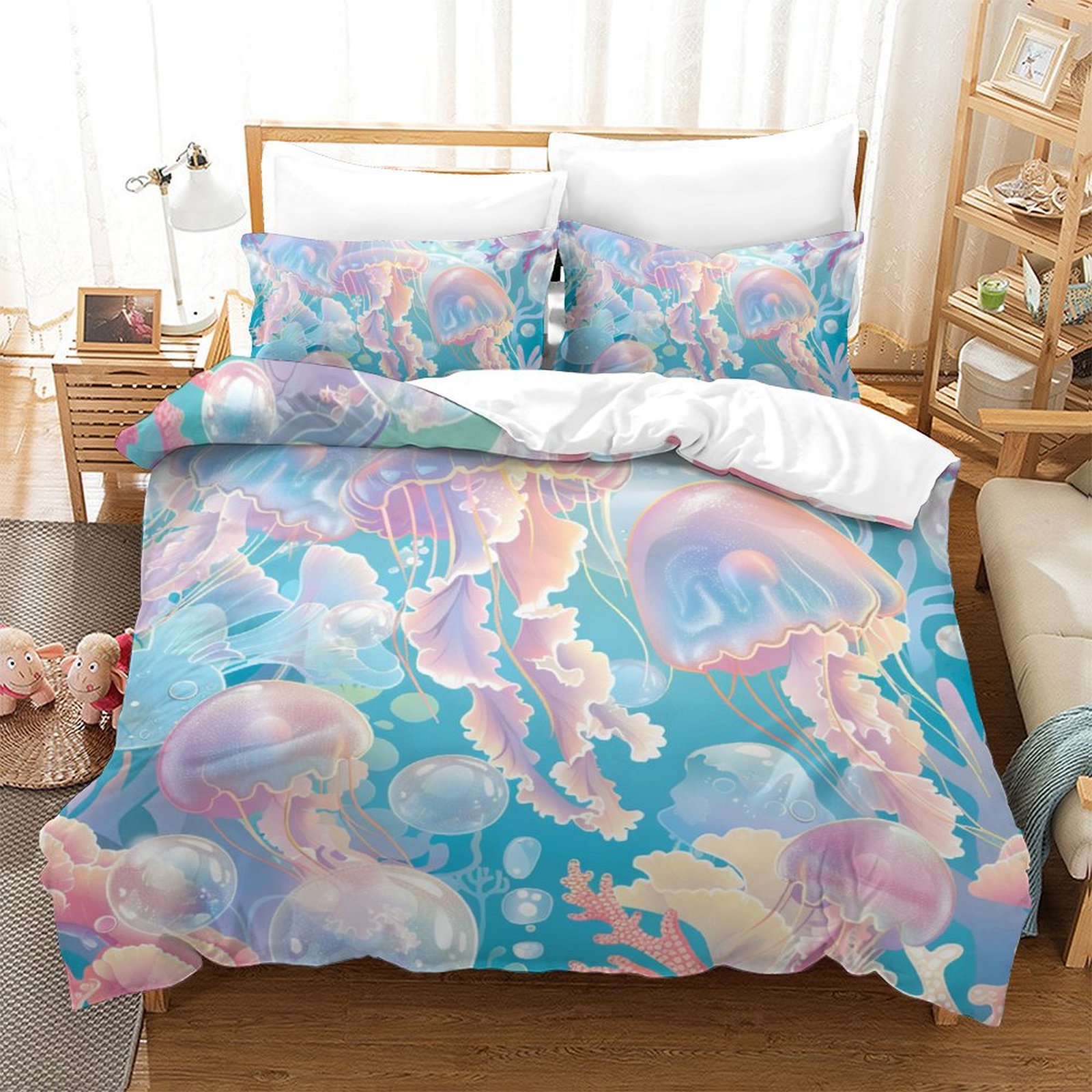 Bedroom Decor Bedding Set Fantasy Jellyfish Printed Bedspreads Kids ...