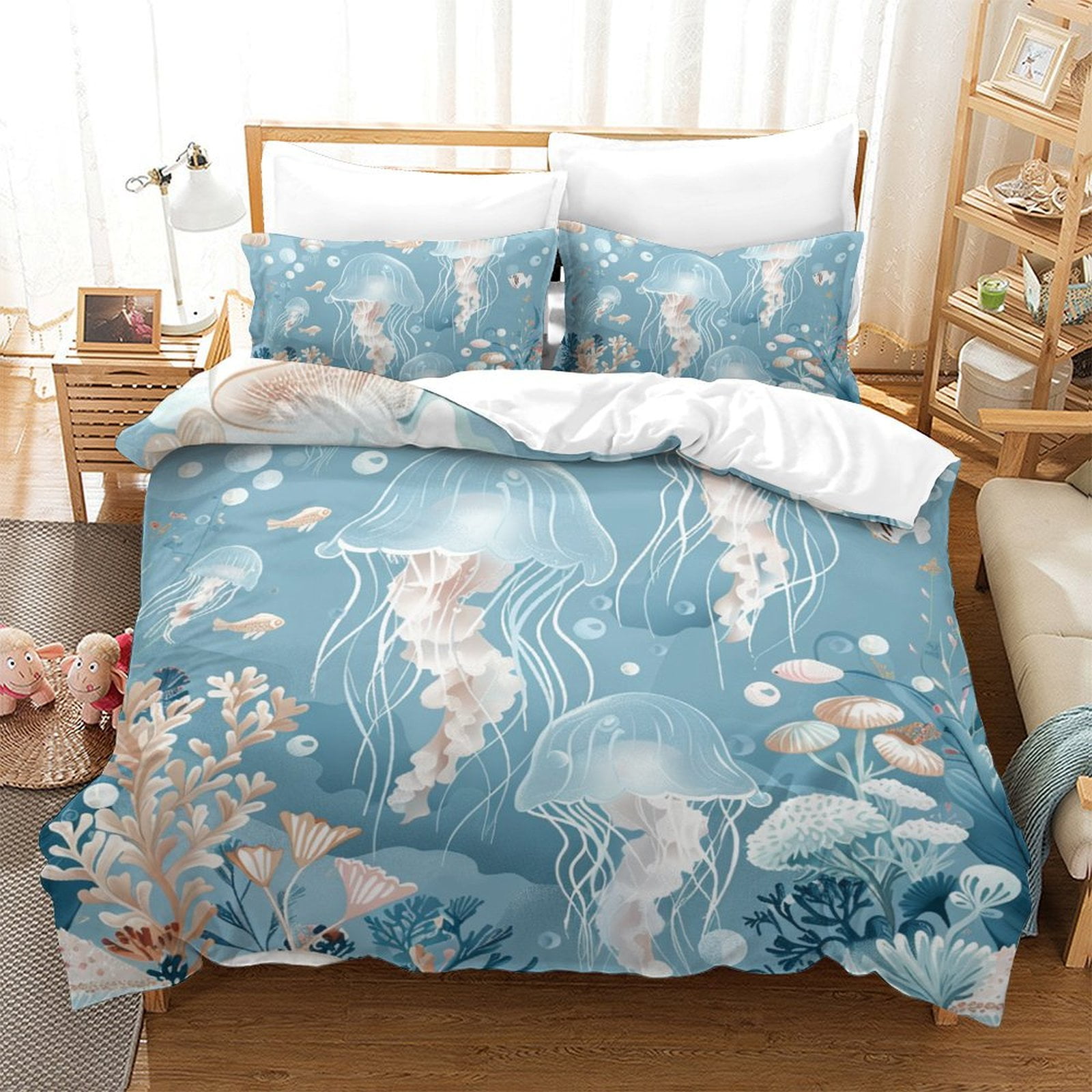 Bedroom Decor Bedding Set Fantasy Jellyfish Printed Bedspreads Kids ...
