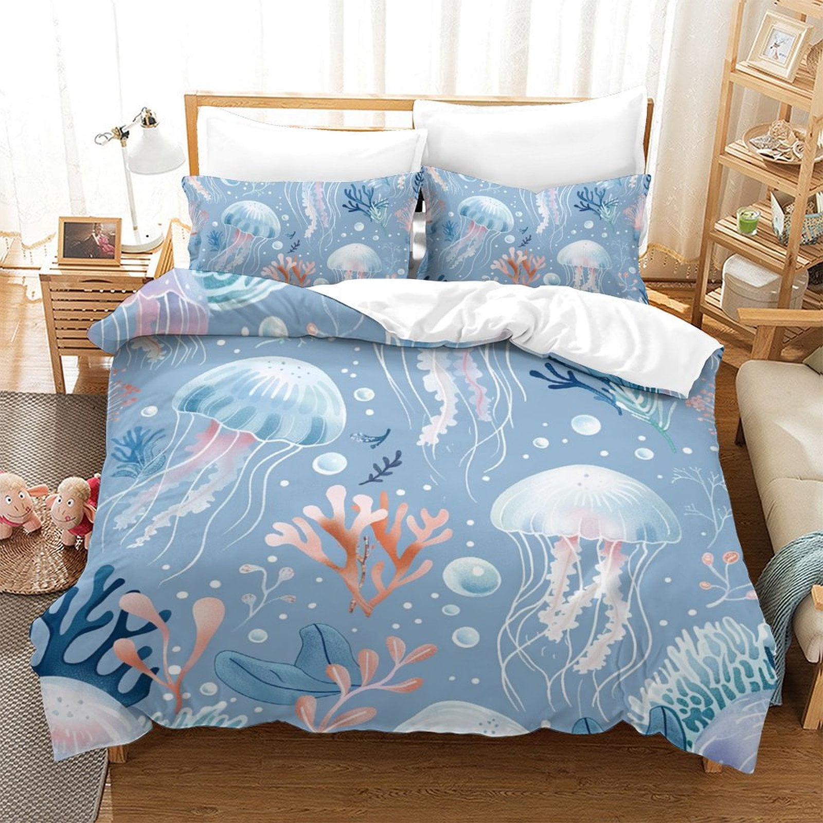 Bedroom Decor Bedding Set Fantasy Jellyfish Printed Bedspreads Kids ...