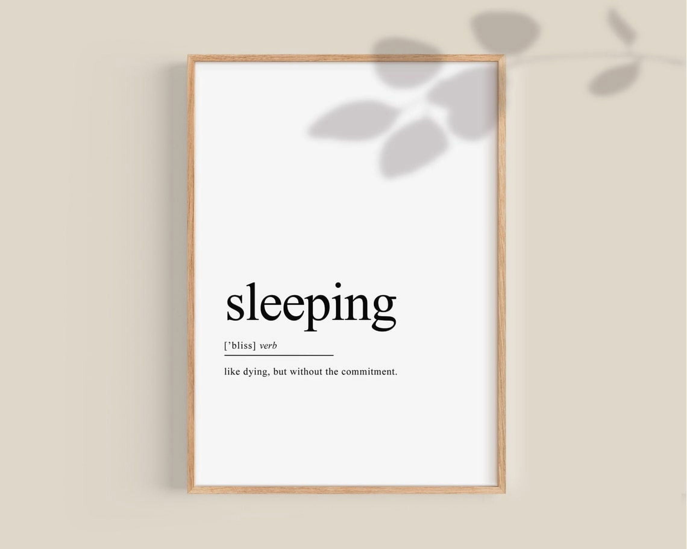 Bedroom Decor Wall Art Poster Sleeping Definition Teenager Room Dorm ...