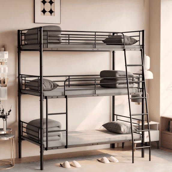Kosynda Triple Bunk Bed for 3, Can Be Devided into 3 Seperate Twin Beds ...