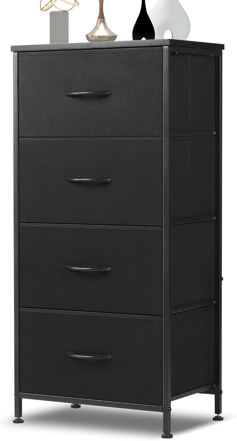 Bedroom Dresser with 4 Storage Drawers, Anti-Tip Tall Fabric Closet ...