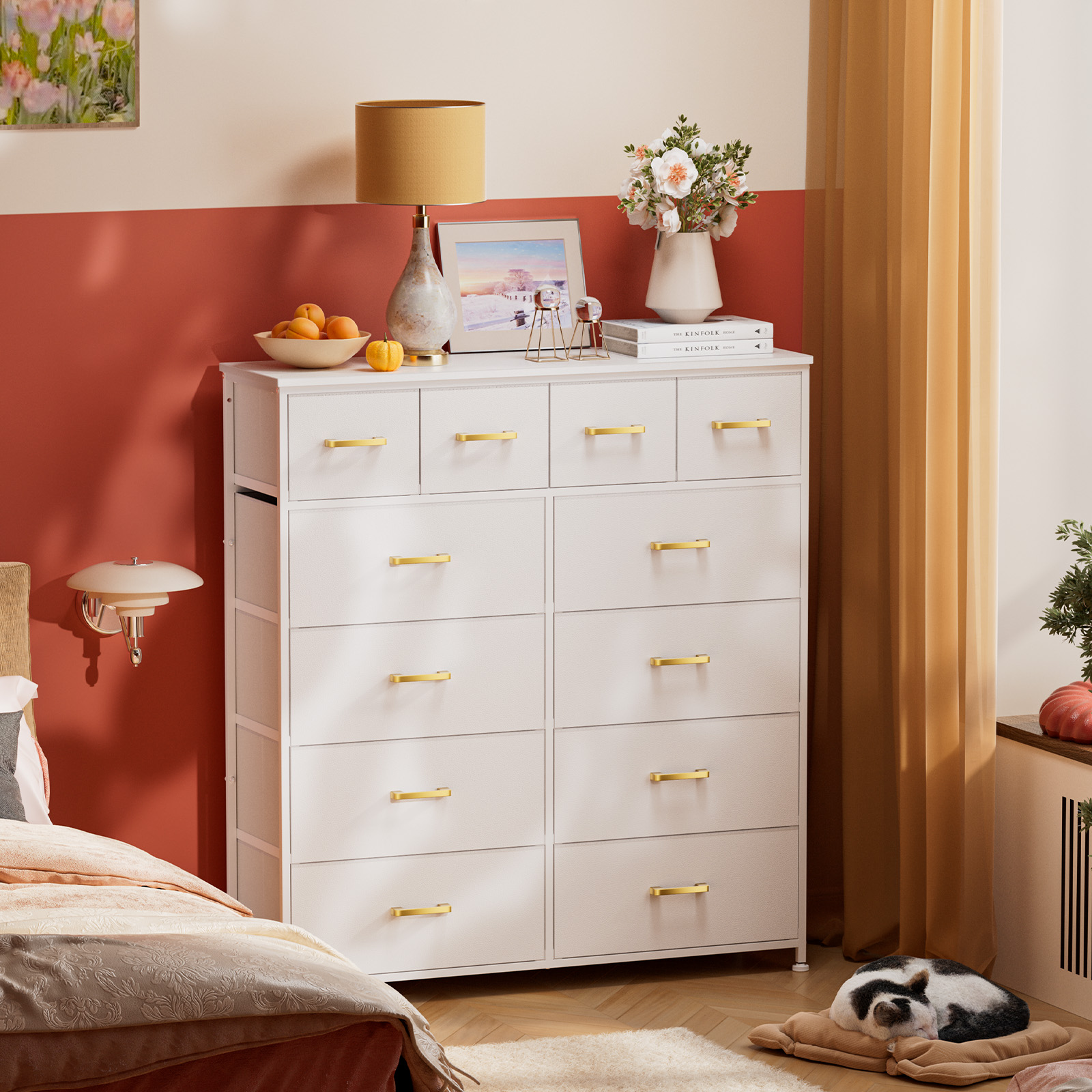 Bedroom Dresser Featuring 12 Drawers, Tall Storage Chest, Fabric ...