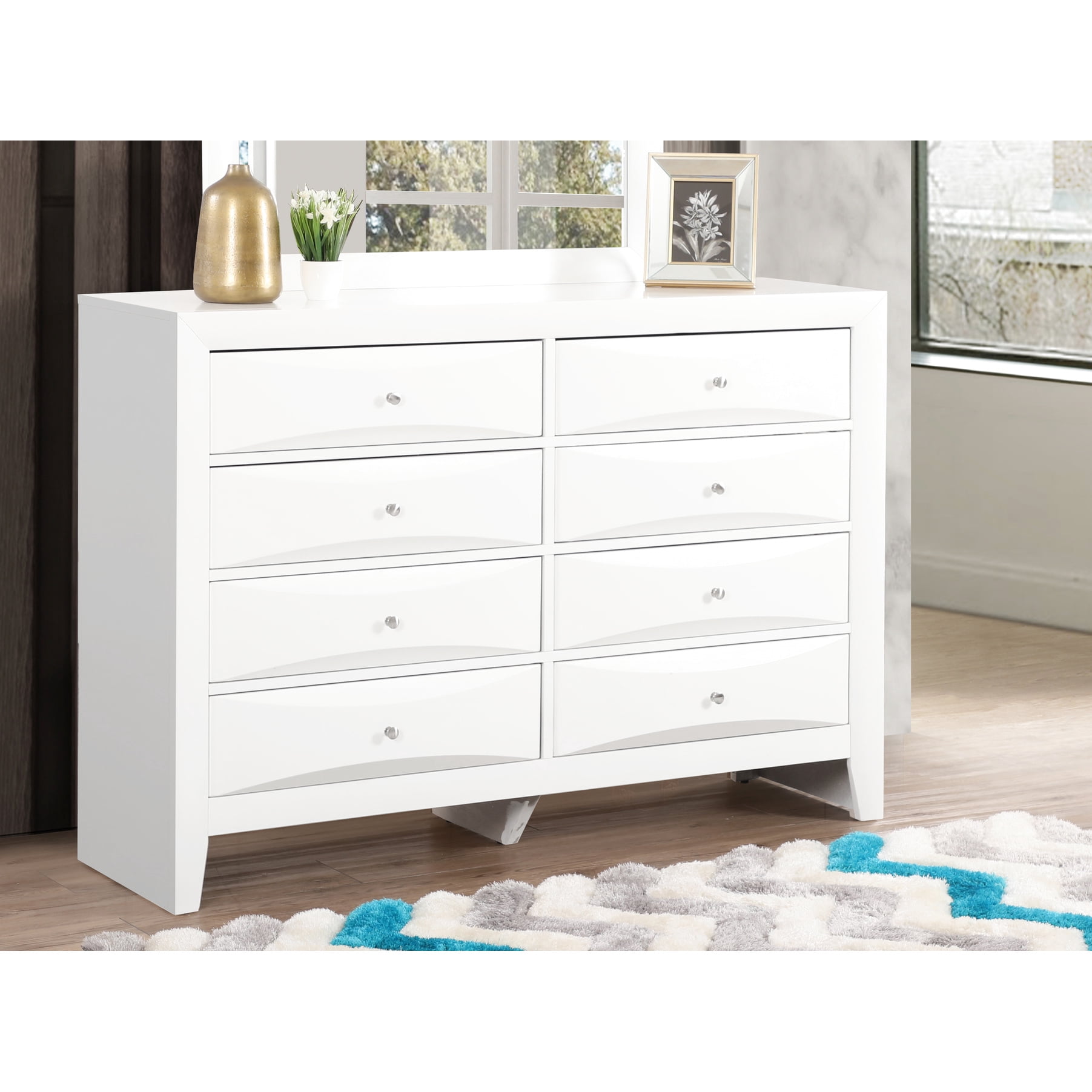 Bedroom Dresser In White: 40.66 In. Height, 59.12 Depth White Dresser ...