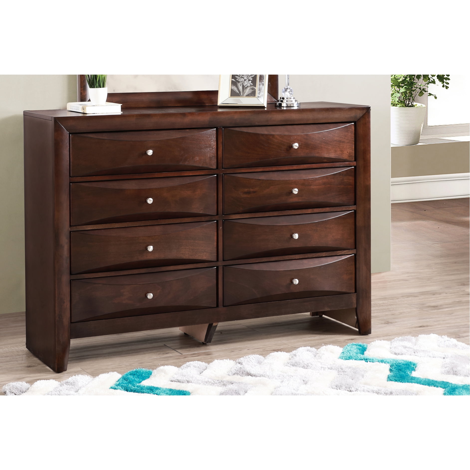 Bedroom Dresser With Molded Resin Details And Stable Base In Beige ...