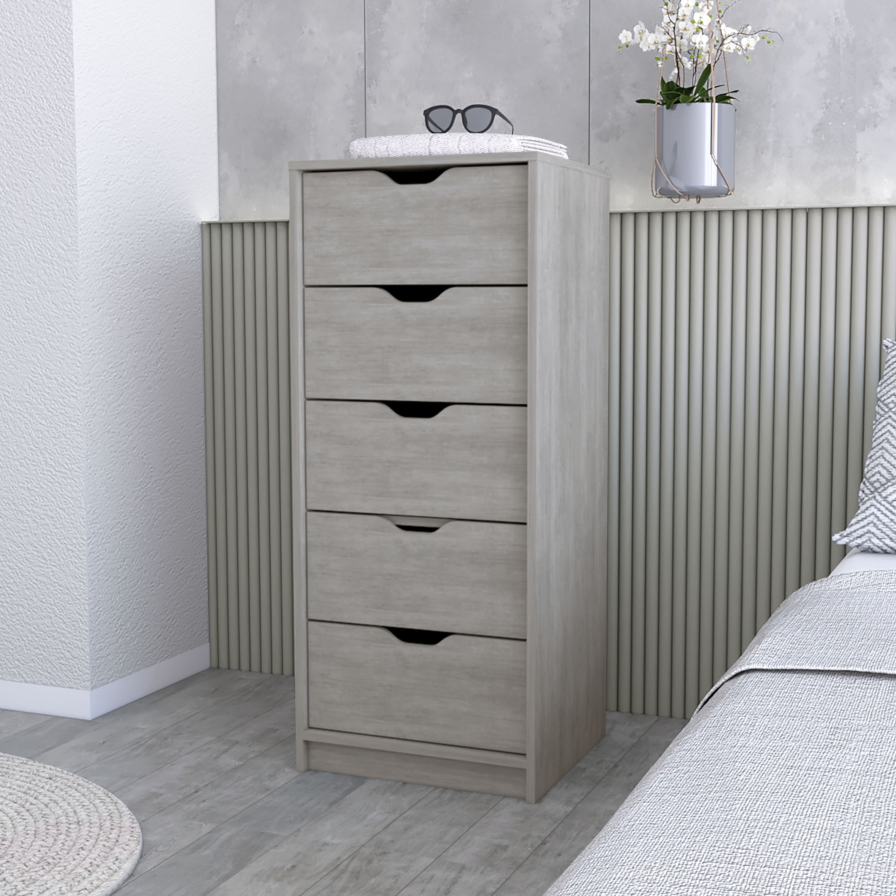 Bedroom Dressers Dillon 5 Narrow Drawer Dresser, Tall Chest of Drawers ...