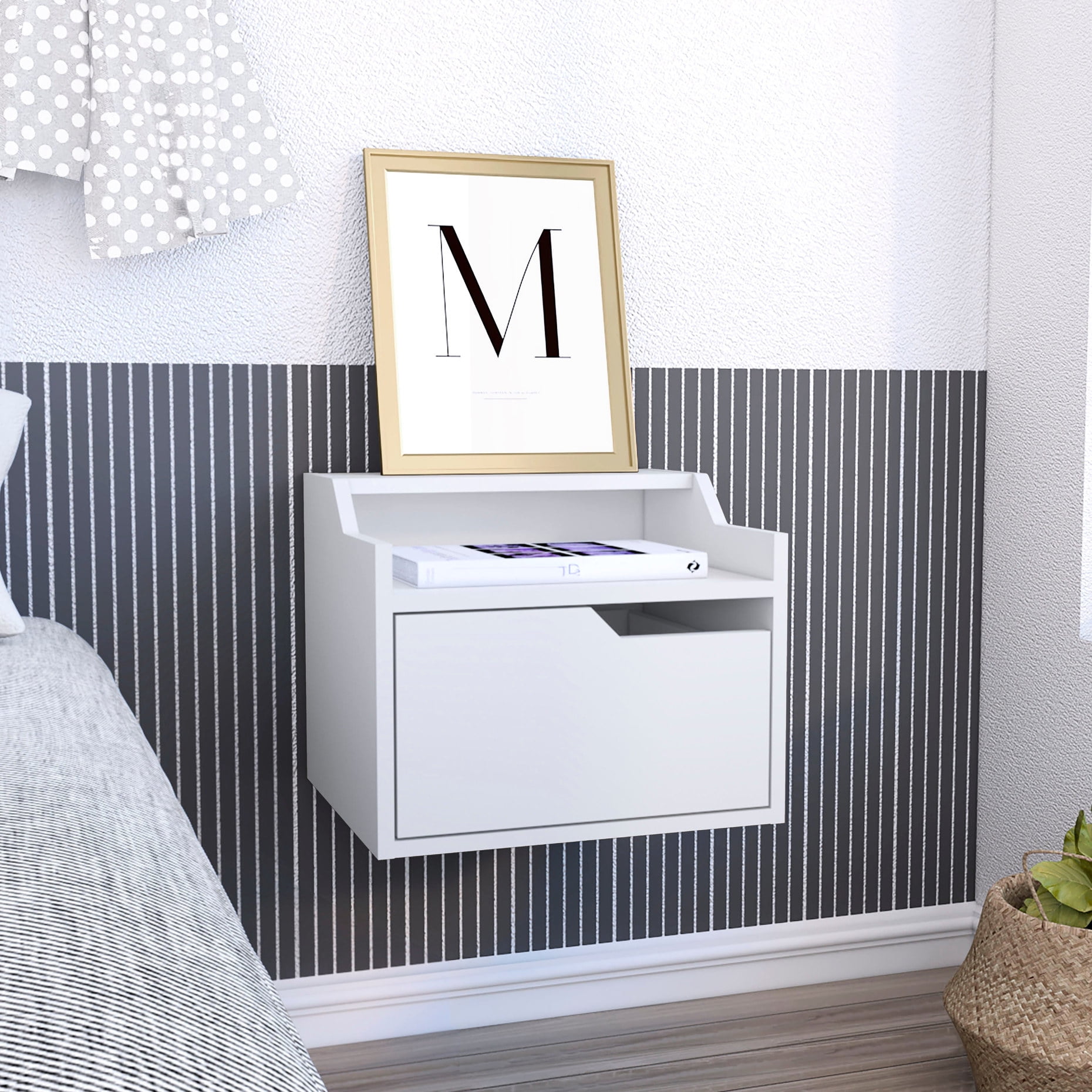 Bedroom End Table | Wall-Mounted Design for Floating Effect | Quality ...