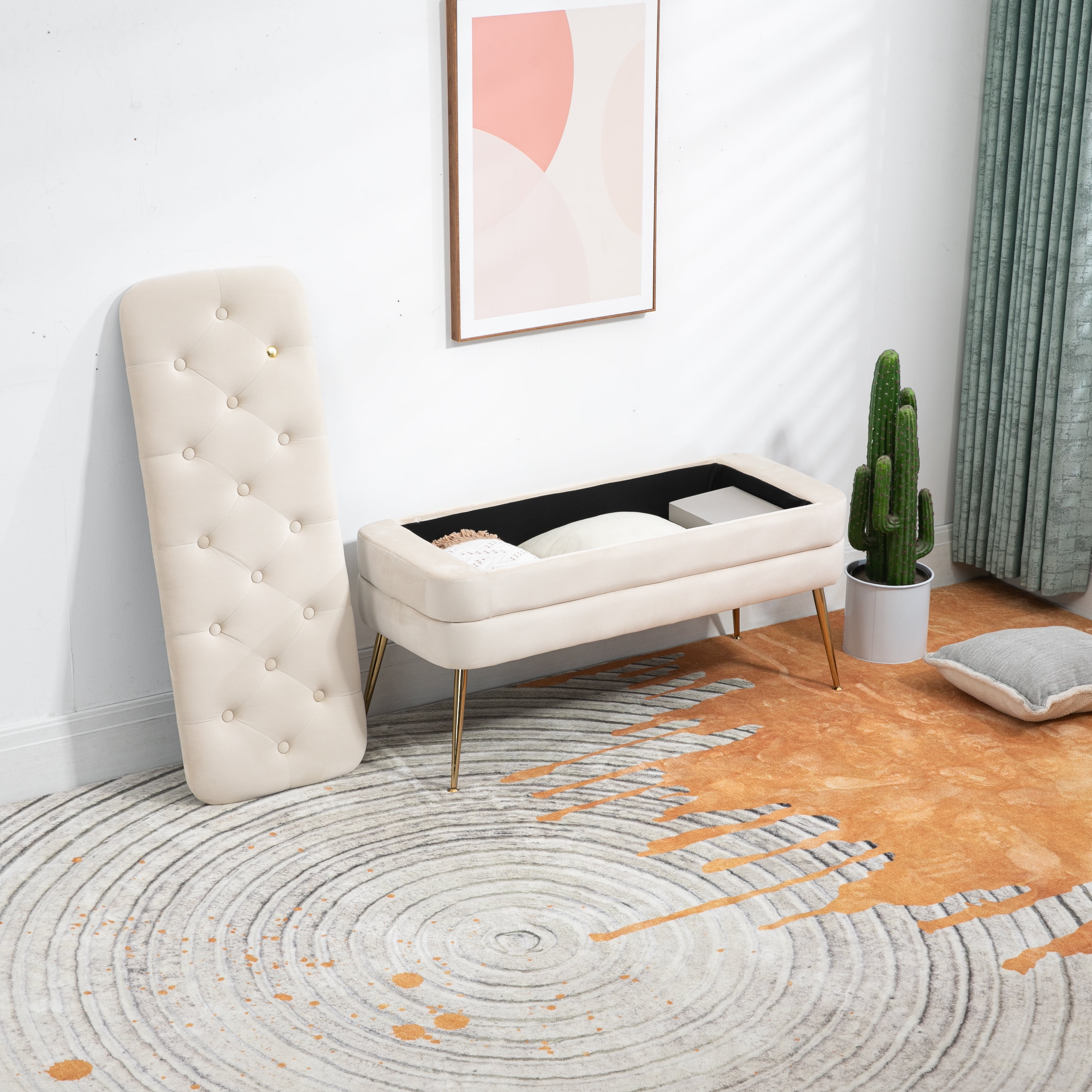 Bedroom End of Bed Storage Bench Footstool Bench Bench Seat Upholstered ...