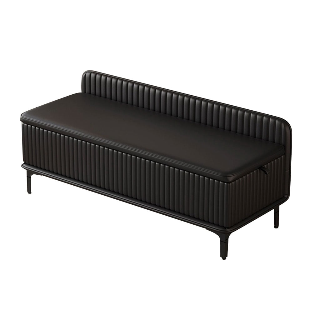 Bedroom Entryway Bench,Faux Leather Padded Storage Ottoman with Back ...