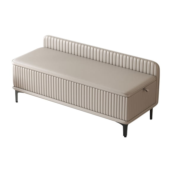 Bedroom Entryway Bench,Faux Leather Padded Storage Ottoman with Back ...