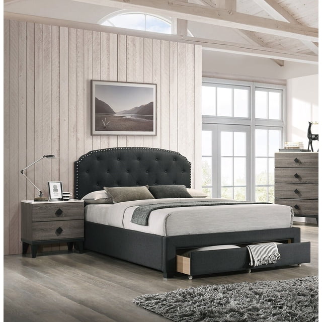 Bedroom Furniture 3pc Set Twin Size Bed w Drawer FB 2x Nightstands ...