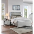 Bedroom Furniture Modern Queen Size Bed 2x Nightstands LED Lights Glass ...